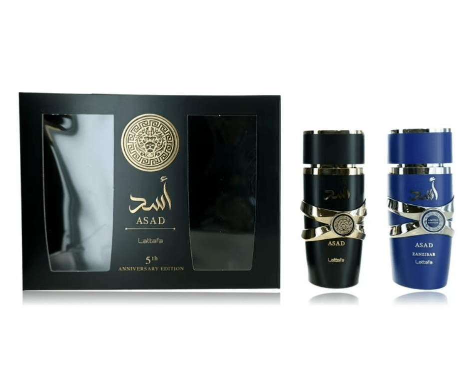 LATTAFA ASAD + ASAD ZANZIBAR 5TH ANNIVERSARY EDITION GIFT SET 100ML 2C ...